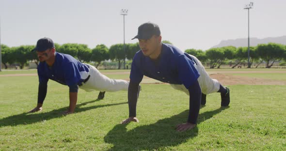 Baseball players making push ups, Stock Footage | VideoHive