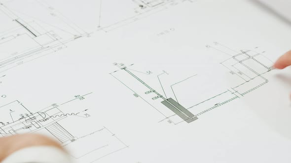Architect Man Drawing Plan Blueprint Closeup, Stock Footage | VideoHive