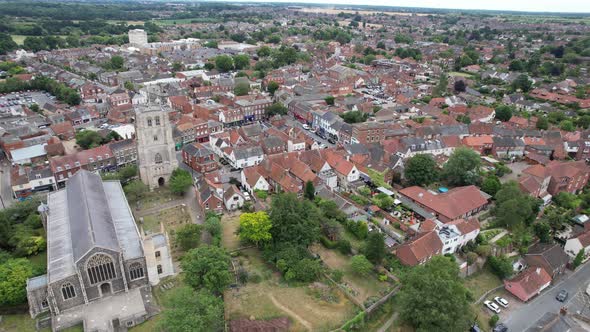 Beccles Bell Tower and St Michael's Church, Suffolk UK drone aerial ...