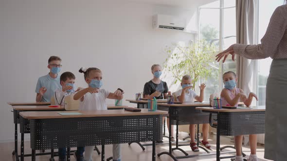 The Teacher Shows the Children the Rules of Personal Hygiene How to ...