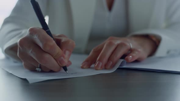 Businesswoman Hand Signing Report in Office Closeup, Stock Footage