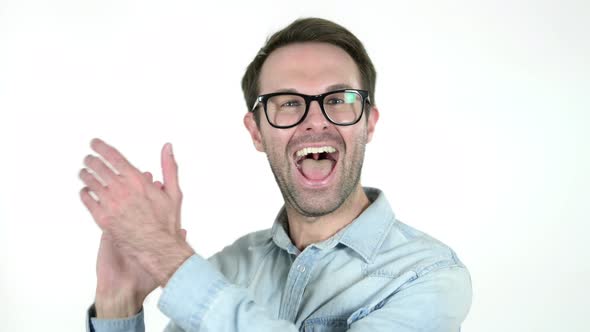 Clapping Man Applauding, White Background, Stock Footage | VideoHive
