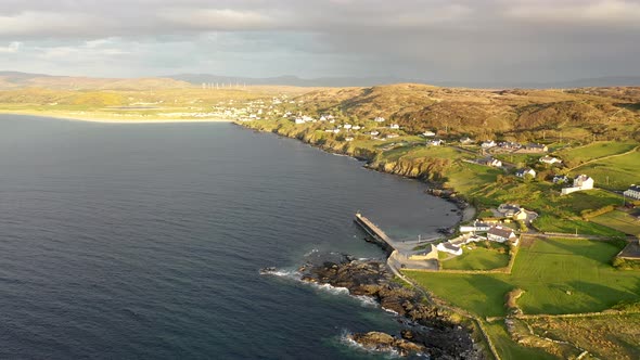 Aerial View of Portnoo Harbour in County Donegal Ireland, Stock Footage