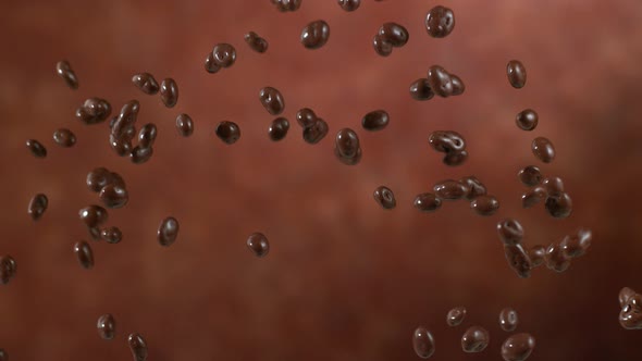 Chocolate covered raisins flying in slow motion, shot on Phantom Flex ...