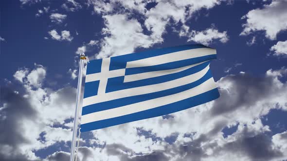 Greece Flag 4k With Sky, Motion Graphics | VideoHive