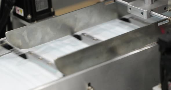 Modern Manufacturing Factory With Surgical Mask On Process Of ...