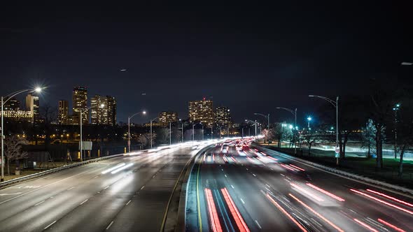 Chicago Night Traffic on the Expressway, Stock Footage | VideoHive