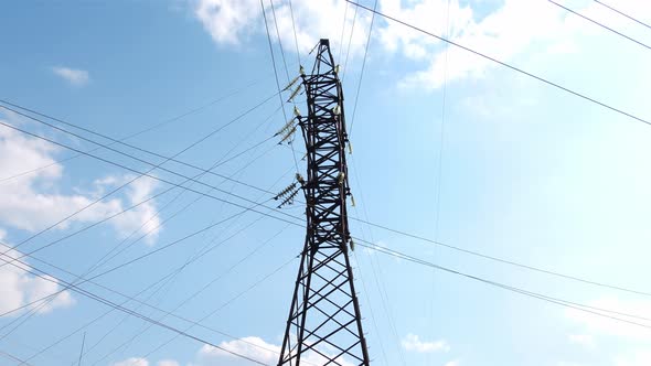 Long-distance Power Transmission Lines. High-voltage Poles That ...