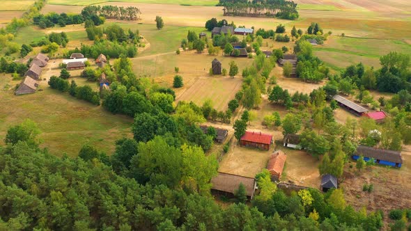 Maurzyce wooden architecture heritage park, antique building in open ...