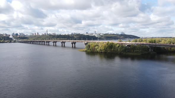 The Main River of Ukraine - Dnipro Near Kyiv. Slow Motion, Stock Footage