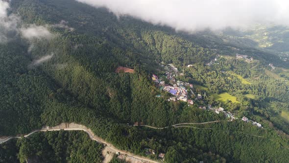 Rumtek Monastery area in Sikkim India seen from the sky, Stock Footage