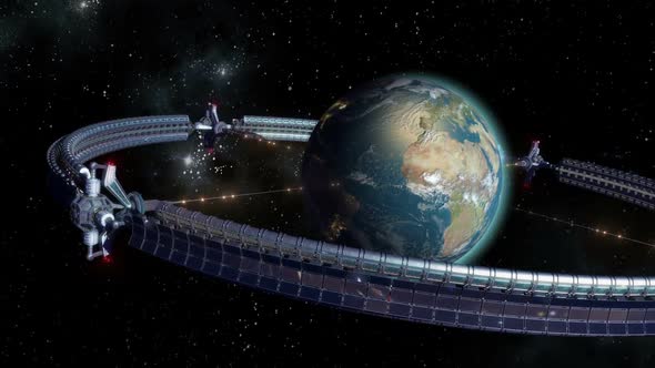 Giant Space Wheel Surrounding The Earth, Motion Graphics | VideoHive