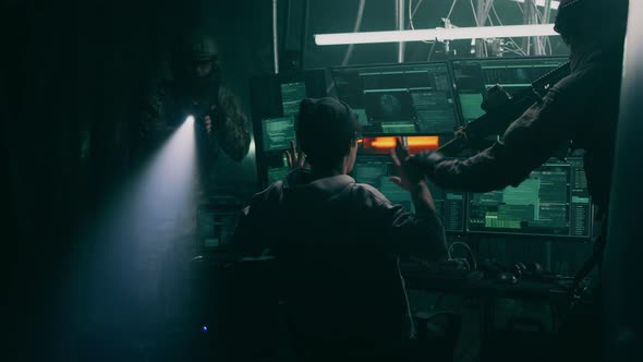 Tactical Team Putting Handcuffs on Hacker, Stock Footage | VideoHive