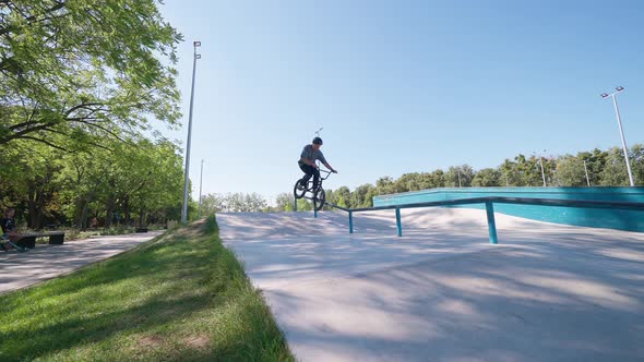 Man Sliding On The Railing In Park, Stock Footage | VideoHive