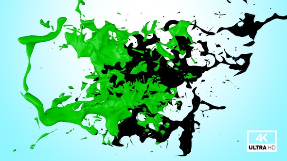 Green & Black Mixed Color Stream Splash Collision, Motion Graphics