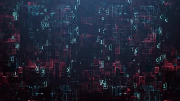 Digital Concept From a Network of Binary Code Particles., Motion Graphics