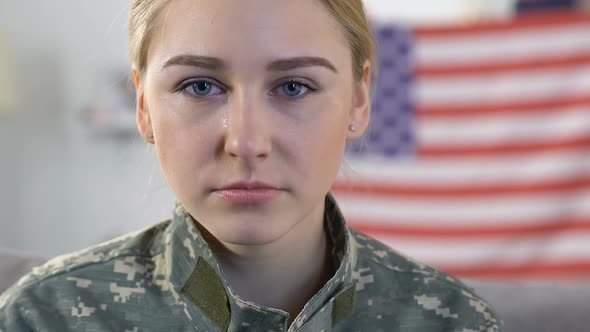 Female Sergeant Crying Closeup, Stock Footage | VideoHive