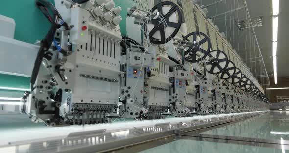 Garment Factory Industrial Embroidery Machine 01, Stock Footage | VideoHive