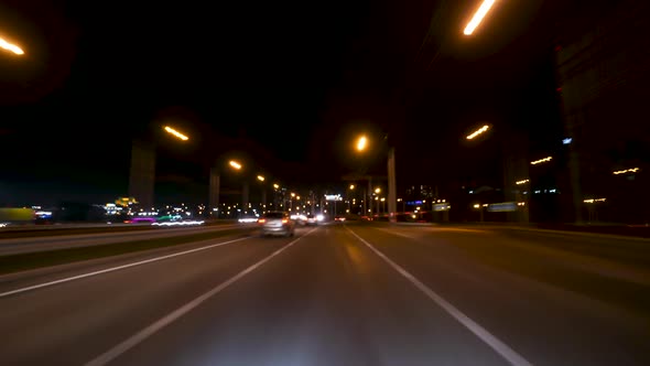 High Speed On The Night Road Fast Car Hyperlapse Car Driving Through ...
