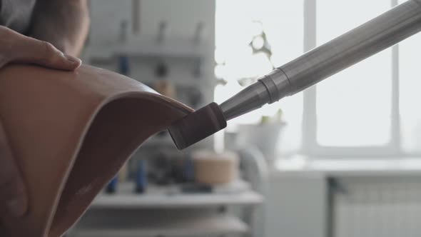 Using Grinder In Prosthetic Production Workshop, Stock Footage | VideoHive