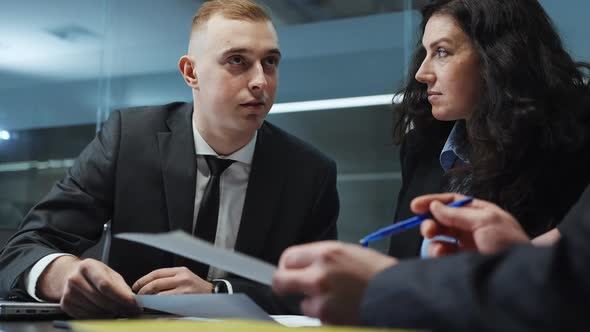 Financial Managers Working with Papers at Meeting, Stock Footage ...
