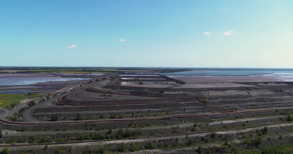 Tailing Dump in Industrial City Aerial Panorama View, Stock Footage