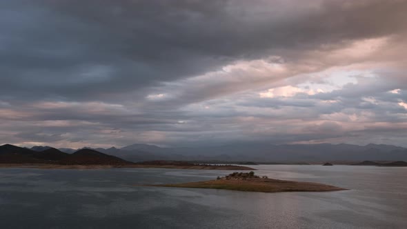 Clouds over Island on a Lake, Stock Footage | VideoHive