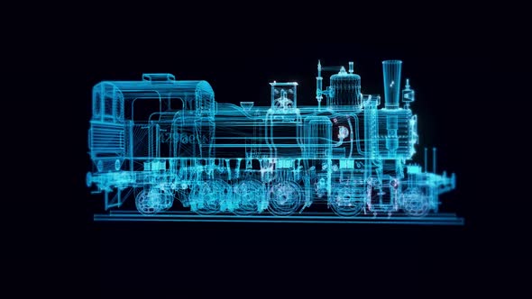 Locomotive Tank Engine Hologram Rotating 4k, Motion Graphics | VideoHive