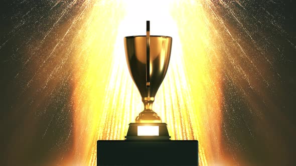 3D Trophy with Gold Particles Background 4k, Motion Graphics | VideoHive