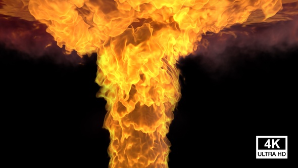 Fire With Smoke Streaming And Spreading To Ceiling, Motion Graphics