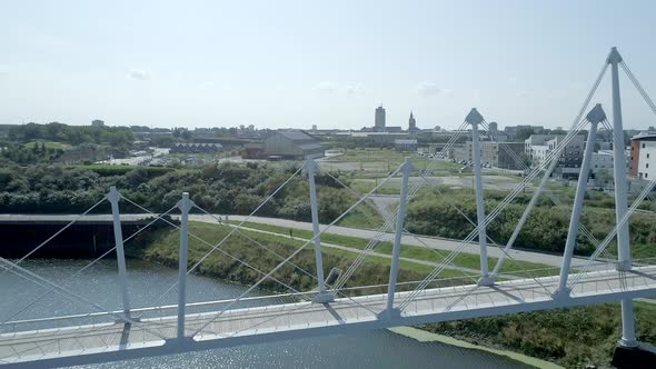 The City and Bridge of Dunkirk in France from the Air, Stock Footage
