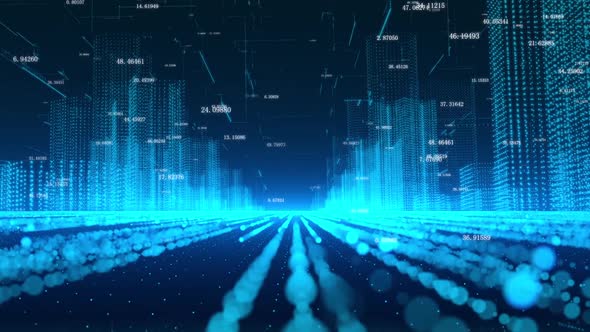 Science And Technology Digital Particle City, Motion Graphics | VideoHive