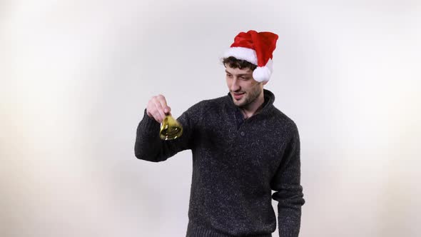 Man ringing a Christmas bell, Stock Footage | VideoHive