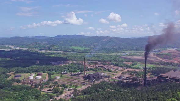 Smoking chimneys in nickel mine, Loma Miranda. Falconbridge or Falcondo ...