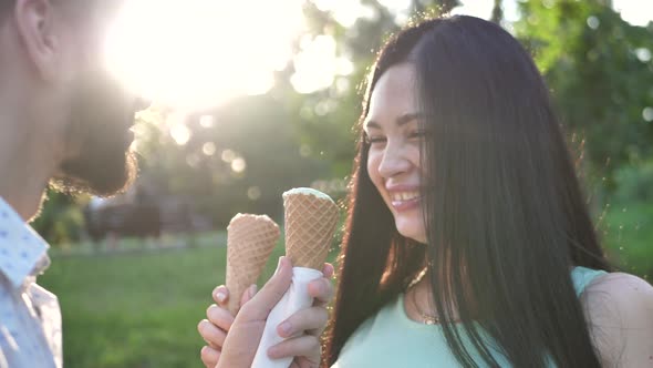 Couple in Love Eating Ice Cream, Stock Footage | VideoHive