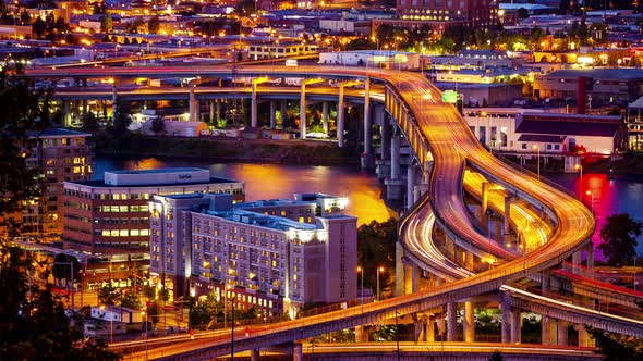 Cinemagraph of Busy Freeway at Night in Portland, Oregon - timelapse ...
