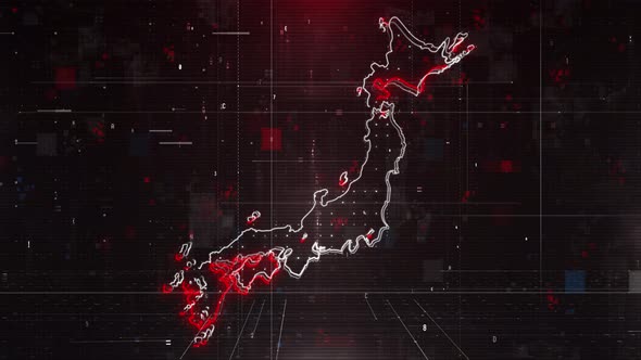 Japan Map Digital Background Loop 4k, Motion Graphics | VideoHive