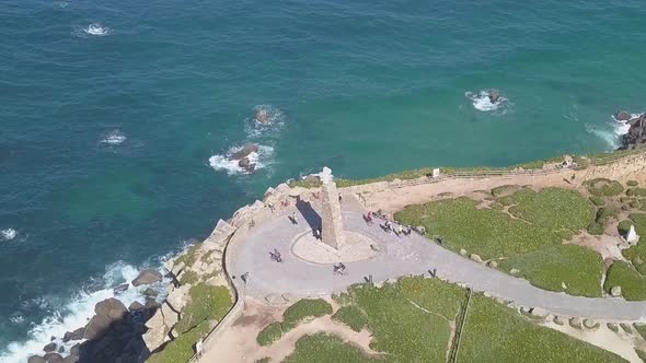 aerial view towards of Cross at Cabo da Roca Cabo Roca, Portugal - the ...