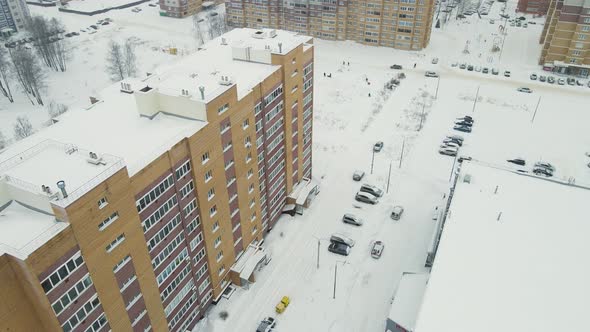 Modern Highrise Buildings Covered with Snow After a Severe Blizzard ...