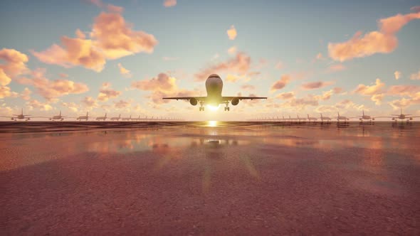 Plane Takes Off at Sunrise, Motion Graphics | VideoHive