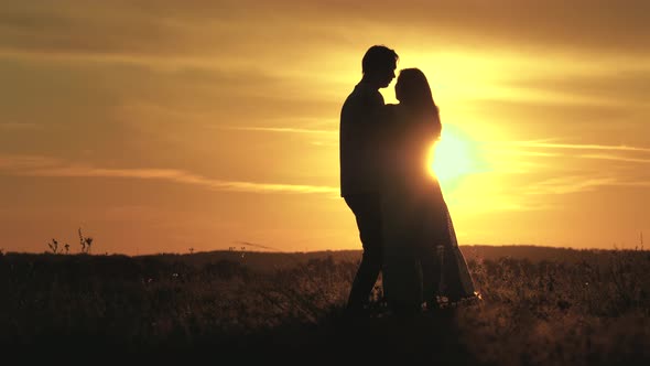 Enamored Man Woman Dance Bright Rays Sun Field Meadow, Stock Footage