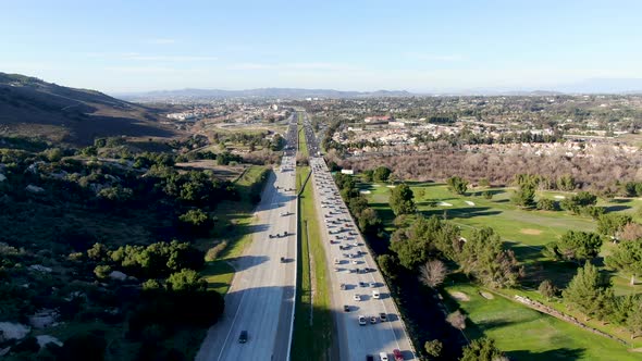 Aerial View of Temecula Valley Freeway. California, USA, Stock Footage