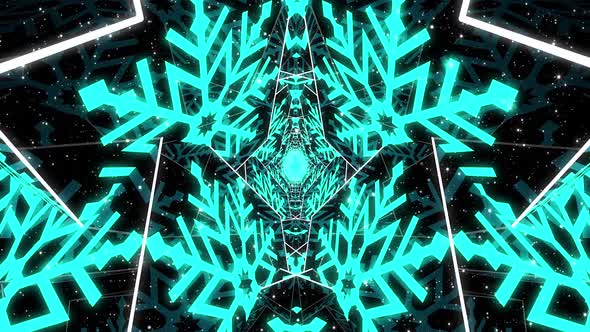 4k Seamless Blue Cyber Snowflakes, Motion Graphics | VideoHive