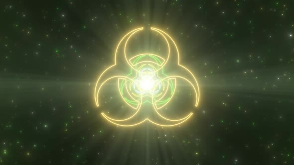 Dangerous Biohazard Symbol Shape Outline Glowing Neon Lights Tunnel ...