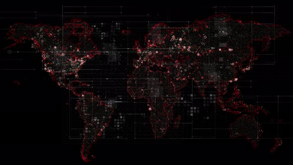 Digital World Map Red, Motion Graphics | VideoHive