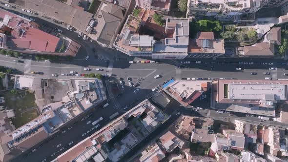 Static aerial overhead footage of intersection in Rome, Italy., Stock ...