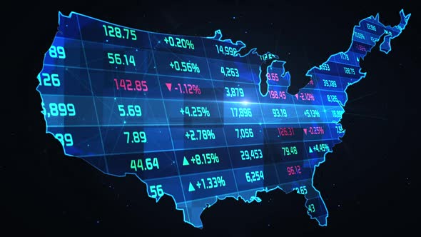 American Stock Market Business Map Background, Motion Graphics | VideoHive