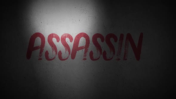 Assassin Word In Darkness White Wall, Motion Graphics | VideoHive