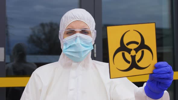 Healthcare Worker Showing Biohazard Sign, Stock Footage | VideoHive