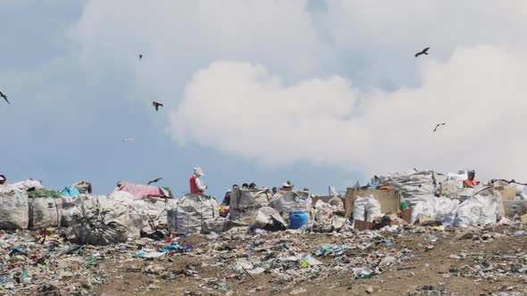 Garbage Hill on Landfill and Workers in Not Recycling Trash Third World ...